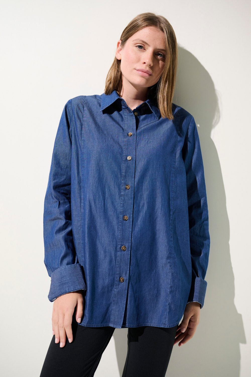Women's UV Protective Denim Long Shirt, Blue, Antibes, UPF 50+– Ker Sun USA