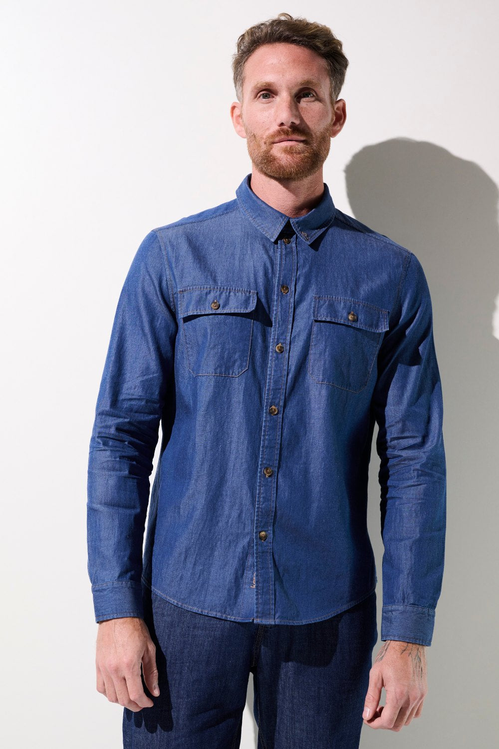 Men’s Blue UV Denim Shirt – Arcachon, UPF 50+– Ker Sun USA