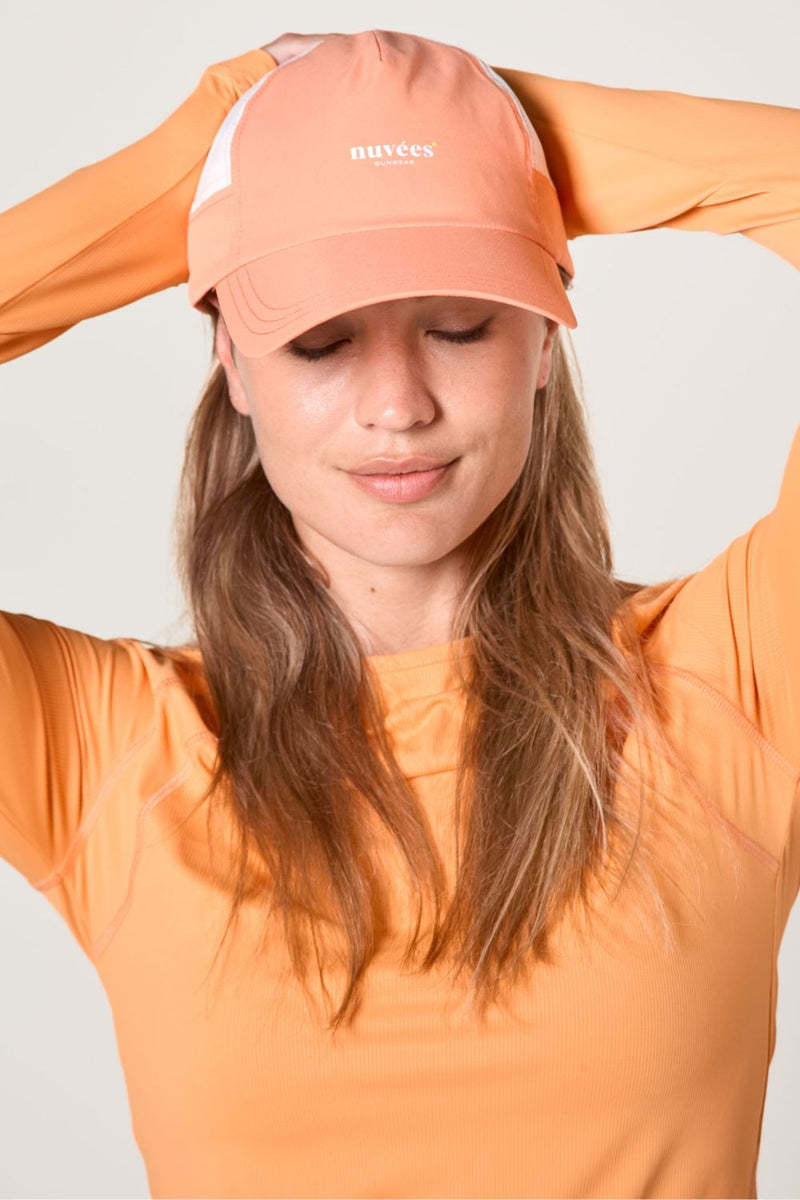 Women UV protection cap - Pearl white/Apricot sorbet - Nuvées - UPF 50 ...